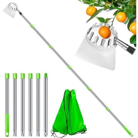 CSPARKV 2.4M Fruit Picker with Bag (Ø16 cm) Telescopic Fruit Picker ...
