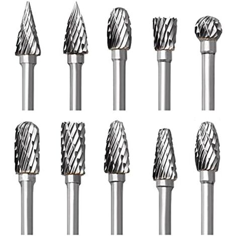 CSPARKV 10Pcs Tungsten Carbide Burr Set Double Cut Rotary Burrs with ...