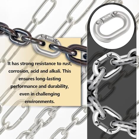 CSPARKV 4Pcs 6mm 316 Stainless Steel Chain Links Split Connector Heavy ...