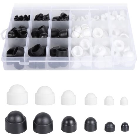CSPARKV 300Pcs Nut Cover Caps, M4 M5 M6 M8 M10 M12 Bolt Cover Black ...