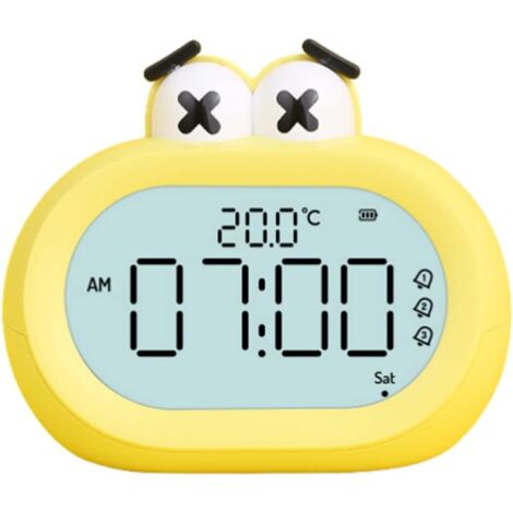 CSPARKV （12×9×7cm）( Color : Yellow )Alarm Clocks LCD Digital Alarm ...