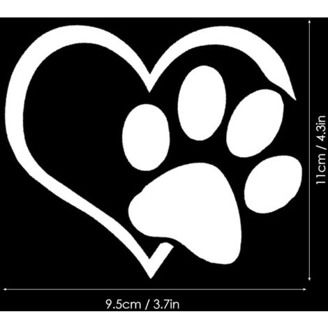 CSPARKV （9.5×11×0.1cm）Dog Paw Sticker Paw Stickers With Heart For Cars ...