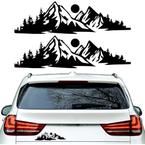 CSPARKV （14×3.9×0.1cm）Mountain Car Stickers Tree Forest Sunrise Auto ...
