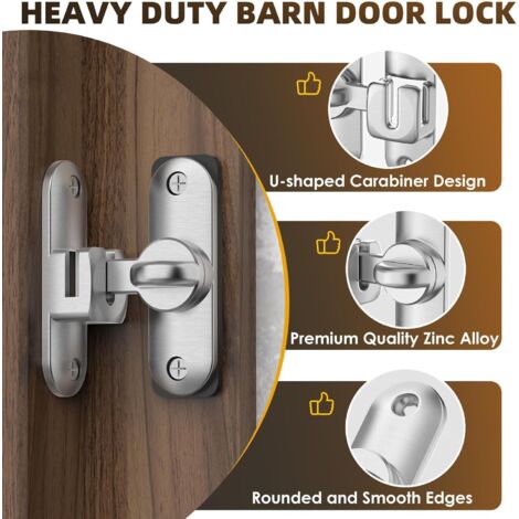 CSPARKV Sliding Door Lock, 90/180 Degree Interior Door Lock with Screws ...