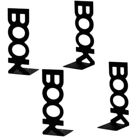 CSPARKV Bookends 4 Pieces Metal Book Stoppers Book Storage Office ...