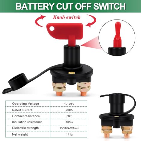 Isolator Switch 12V/24V Battery Isolator Disconnect Max 200A for Car ...