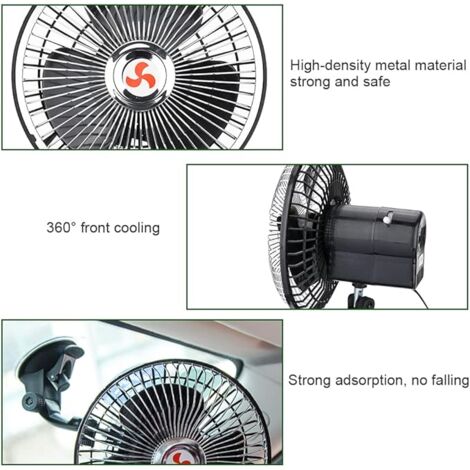 Lntyq Zoll Auto-Lüfter 12v Mall Auto-Lüfter Saugnapf Tragbarer Lüfter ...