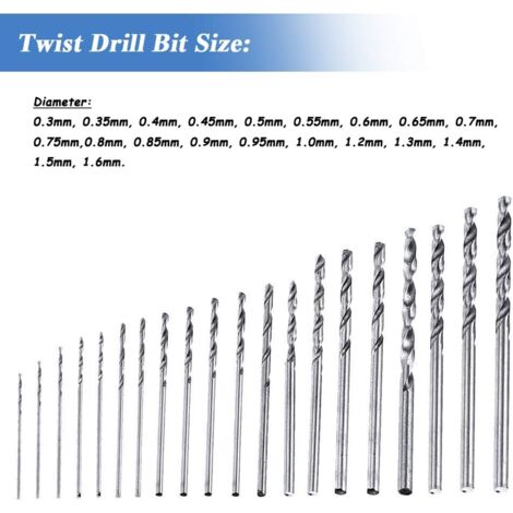 Lntyq 20-teiliges Spiralbohrer-Set, 0,3–1,6 mm, HSS, Mini-Handbohrer ...