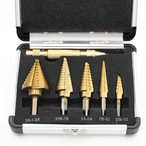 6-teiliges HSS-Stufenbohrer-Set und automatische Körnung, mit ...
