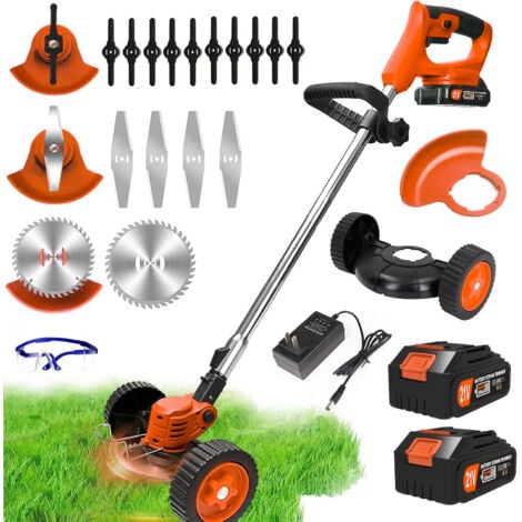 Coupe-bordure à batterie, Coupe Bordure sans fil avec 2 batteries, Roue de Guidage Amovible ...