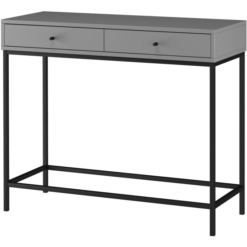 Celine-Table console avec 2 tiroirs en MDF gris