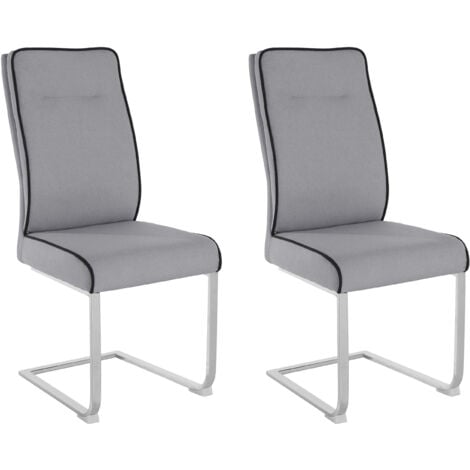Cora-Chaise de salle à manger en tissus gris clair Set de 2