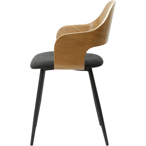 Belle-Chaise de salle à manger avec accoudoir en tissu aspect chêne ...