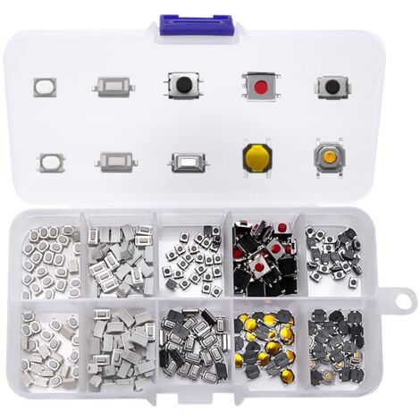 250Pcs 10Value Micro Momentary Tact Push Button Switches Assortment Kit ...
