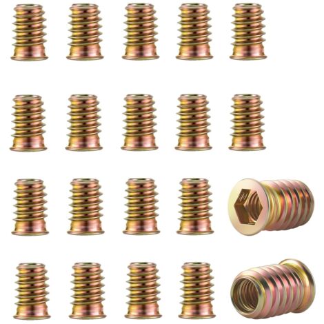 40Pcs M8 x 15mm Wood Threaded Insert,Nut Inserts,Zinc Alloy Threaded ...