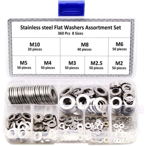 360 Stück flache Unterlegscheiben, Abstandshalter, Edelstahl, Nr. 8 ...