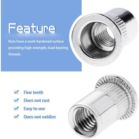 100 Stück M8 Edelstahl-Nietmutter mit flachem Kopf, Nietmutternkappe ...