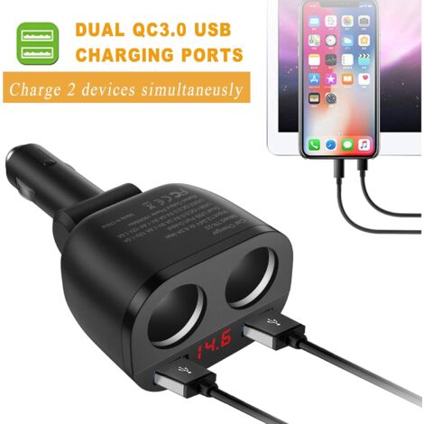 USB-Autoladegerät, Zigarettenanzünderbuchse mit dualem QC3.0 ...