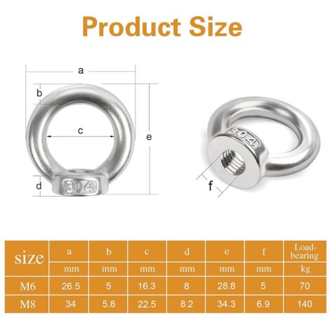 6 Stück Ringmuttern, M8 Edelstahl-Ringmutter, M8 Ringmuttern, M8 ...