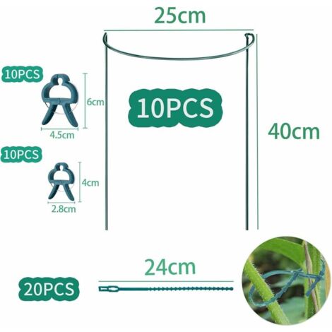 10 Pali per Piante, Pali Verdi Mezzi Rotondi Supporto per Piante ...