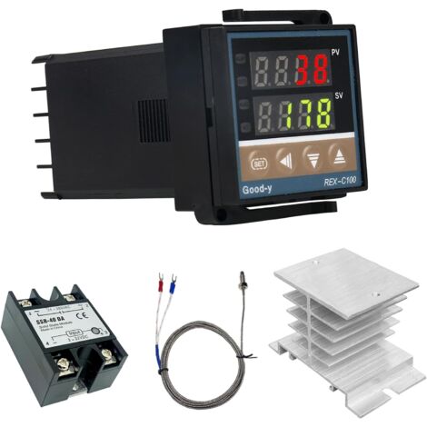 Controlador de temperatura digital REX-C100, controlador de temperatura de alarma PID de 0 ...