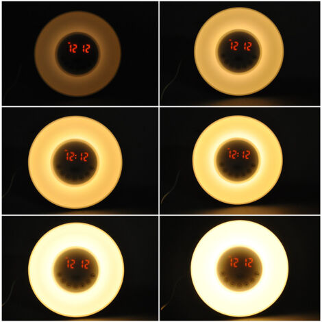 Wecklicht, Wecklicht, Radio, heller Morgenwecker, Nachttischlampe mit 6 ...