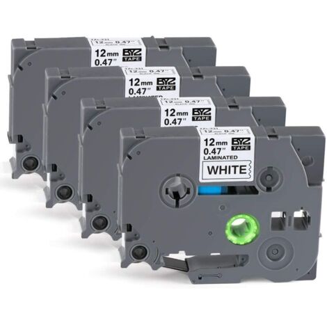 Kassetten-Etikettenband, Schwarz auf Weiß, 12 mm x 8 m, kompatibel mit ...