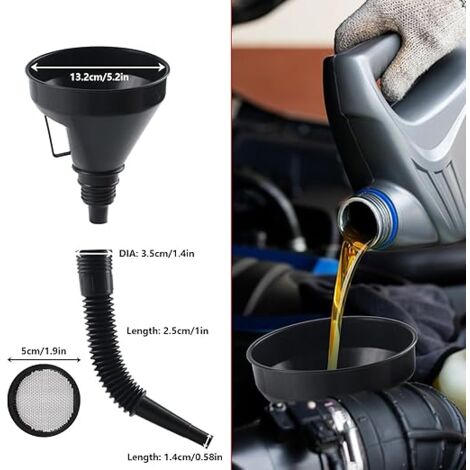 Juego de 10 embudos automotrices, embudo de aceite de cuello largo de ...