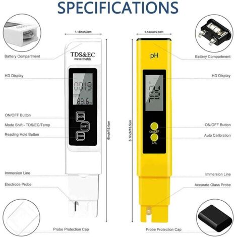 Medidor de PH TDS PPM Medidor de PH del Suelo Kit Digital PH/EC Medidor de PH Digital 3 en 1 TDS ...