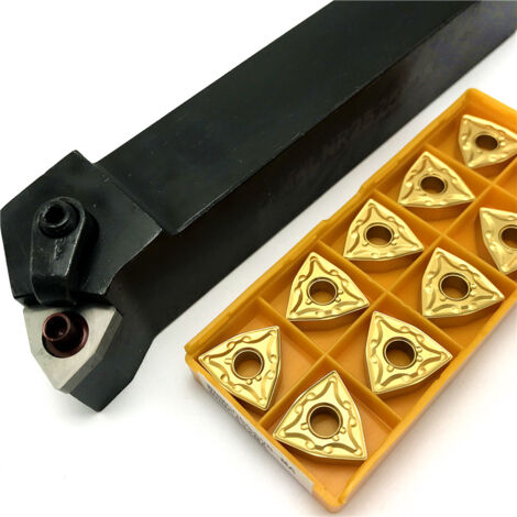 Portaherramientas de torno MWLNR2020K08 + 10 piezas de insertos de carburo WNMG080404 + llave de ...