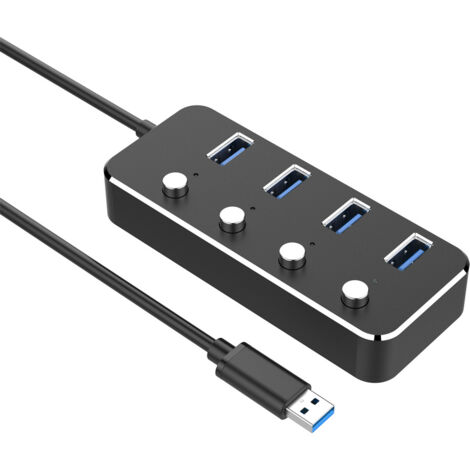Hub USB, VKUSRA Divisor de concentrador USB 3.0 de 4 puertos con cable USB de 1,2 m e ...
