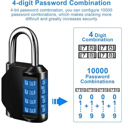 Candado Candado con combinación de 4 dígitos, candado con código ...