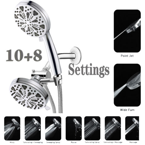Juego de ducha doble para baño, ducha de mano multifuncional, ducha de ...