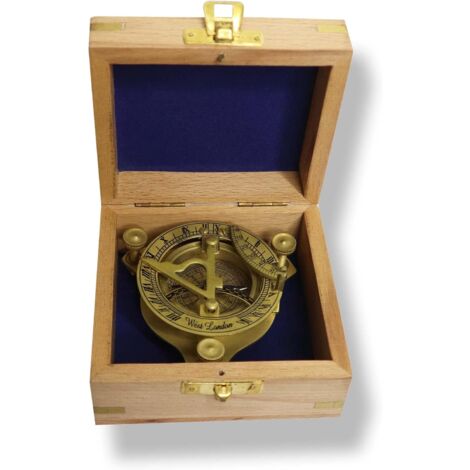 Brújula de reloj de sol con caja de madera grabada Brújula de ...