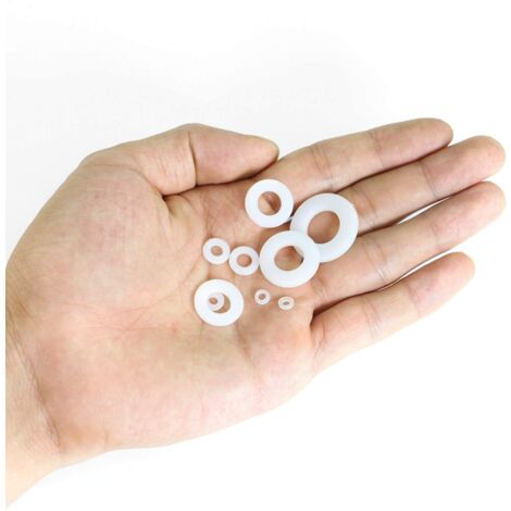 Juego de 500 tornillos y arandelas planas de nailon de plástico, color blanco, M2, M2.5, M3, M4 ...