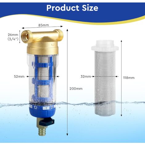 Filtro de agua de sedimentos reutilizable aplicable, filtro de agua de ...