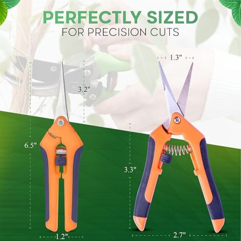 Tijeras de podar de hoja recta de 6,5 pulgadas, tijeras de jardín de precisión con hojas de ...