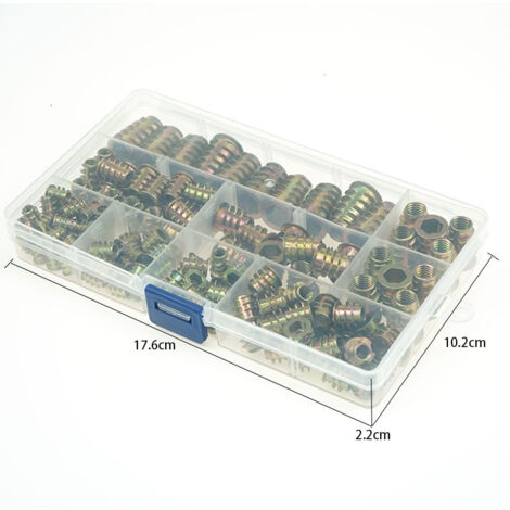 140 piezas de insertos roscados de madera M4 M5 M6 M8 M10, tuercas de aleación de zinc, insertos ...