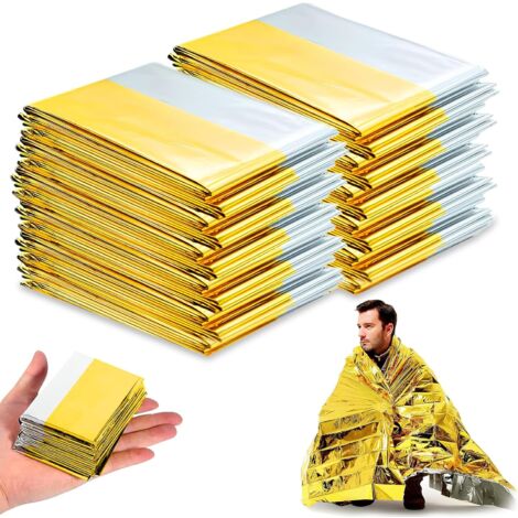 Manta Térmica de Emergencia 10 Piezas, Mantas de Aluminio en Dorado y ...