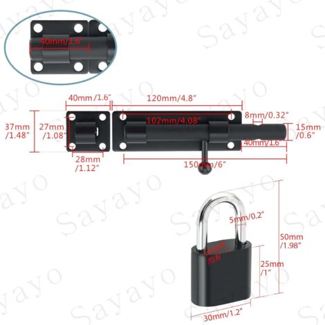 Pestillo de puerta exterior con candado, cerradura para portón, jardín ...