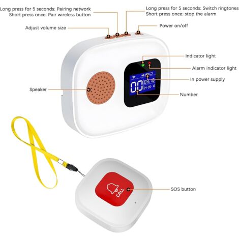 Alarma Avisador Personas Mayores, Botón de Llamada de Emergencia para ...