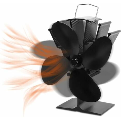 Thermal Induction Fireplace Fan SKU03121 Thermal Fan 4 Blades Black