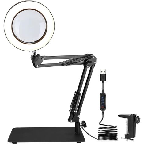 Ikodm72LED Desk Magnifying Glass Lamp, 5X Magnifying Glass with ...