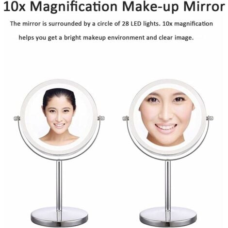 360 Rotation Lighted Magnifying Mirror Makeup Mirror 10x Magnifying Mirror Double Sided Swivel Cosmetic Mirror With Standing Mirror Stand