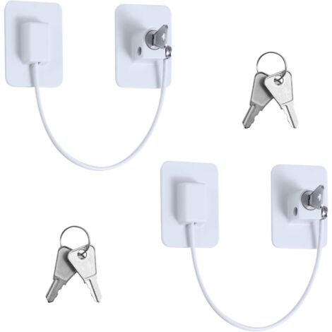 Pack Refrigerator Window Security Locks with 4 Keys, Strong Adhesive