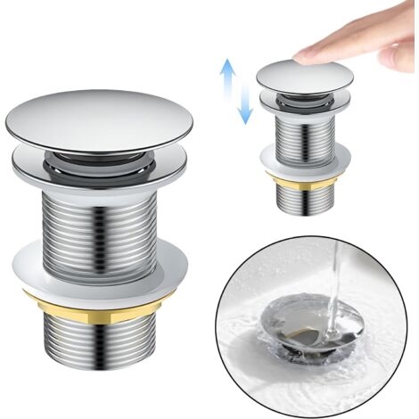 Push-type sink drain, without overflow, flapper drain, for brass sinks ...