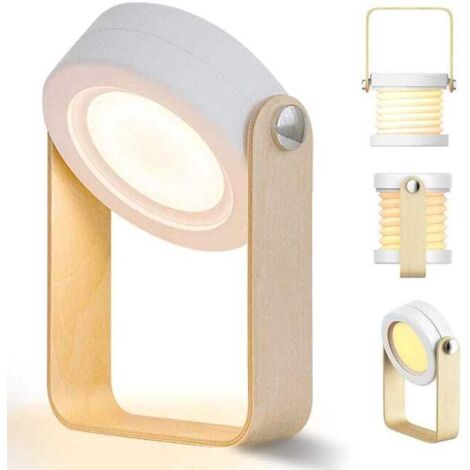 Dimmable Touch LED Bedside Lamp Retro Table Lamp with Wooden Handle 3 ...