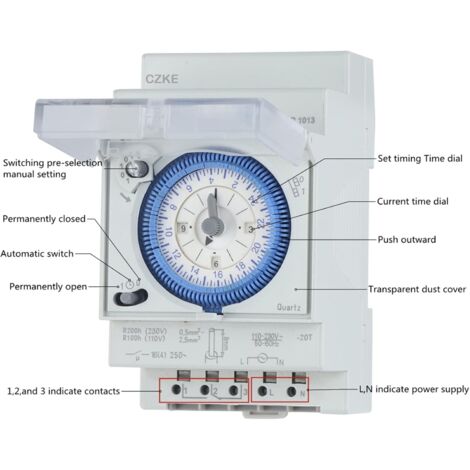 SUL181d Time Relay 220V 24-Hour Industrial Time Control Switch Track ...