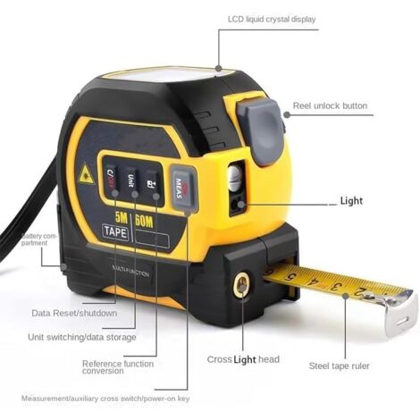 3-in-1 laser distance meter - Range up to 40 m - With cross-line laser ...