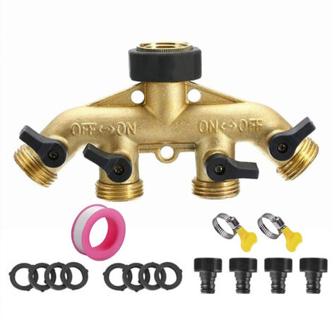 Faucet and Selector 4 Outlet Valves, Brass Faucet Connector 4 Way ...
